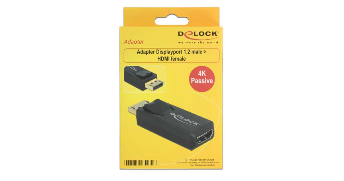 DeLock Adapter Displayport 1.2 male > HDMI female 4K Passive Black ...
