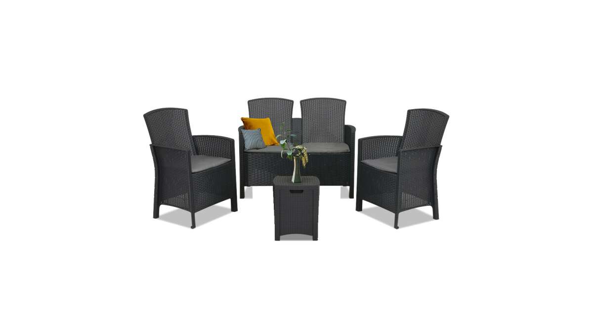 Set de mobilier de grădină Lima II cu 4 locuri, grafit | Pepita.com