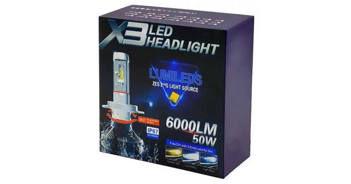 Autós led - H7 LED-es fényszóró párban X3 led 12-24V | Pepita.hu
