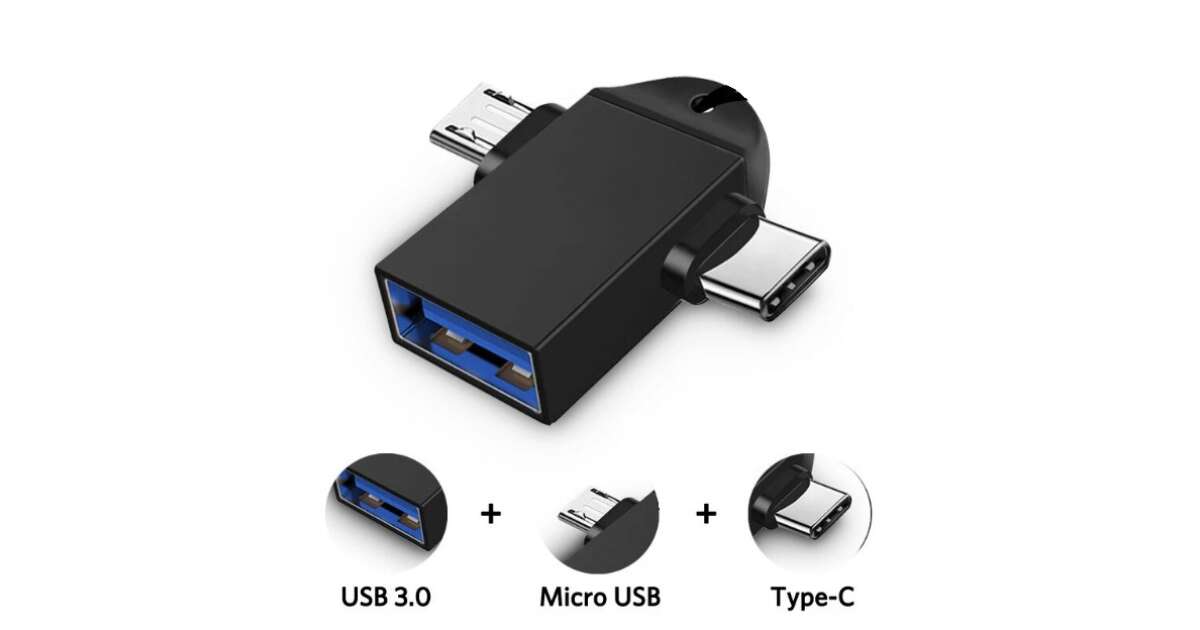 3 az 1-ben USB 3.0 OTG Adapter - MicroUSB/USB-C | Pepita.hu