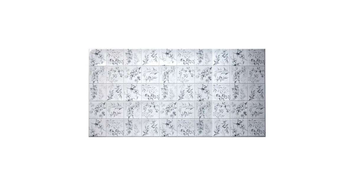 Panou decorativ, PVC, model flori de camp, gri, 96×48.5 cm | Pepita.com