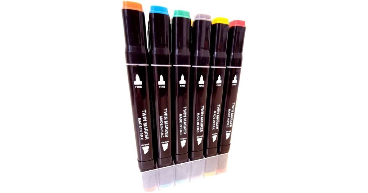 Kétoldalas profi alkoholos filctoll készlet, tokban, 24db os | Pepita.hu