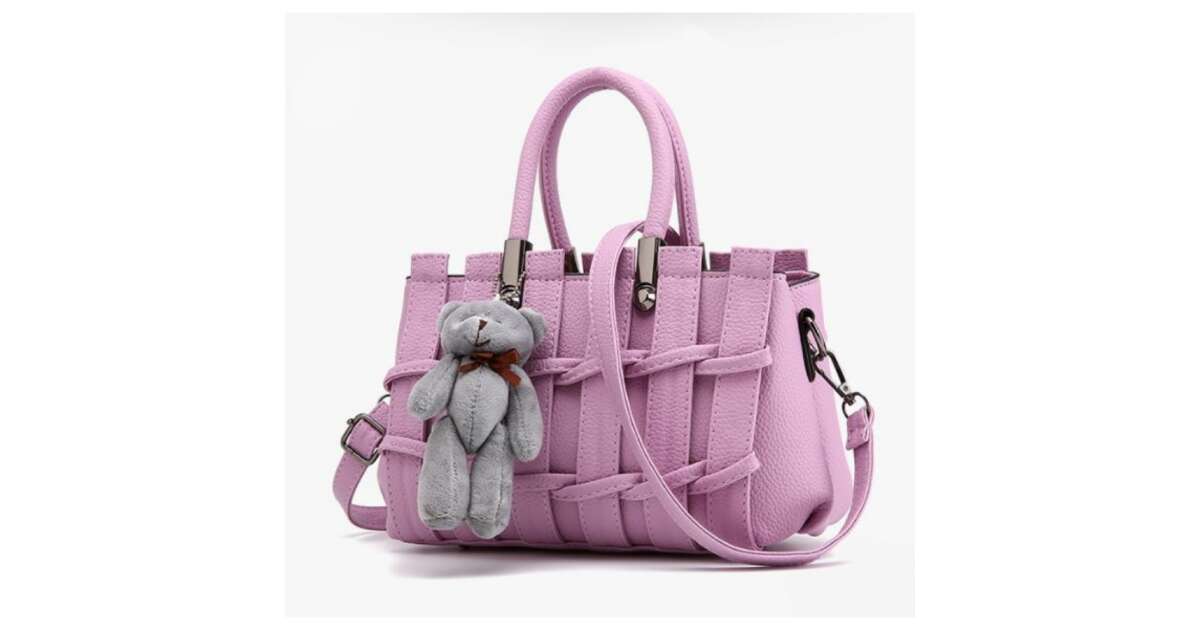 Connie női műbőr kézitáska és válltáska fonott bőrcsíkokkal lila aa ...