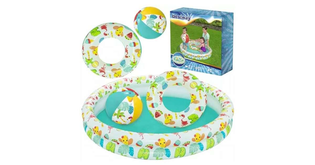 3 az 1-ben felfújható medence szett - medence, úszógumi, labda | Pepita.hu