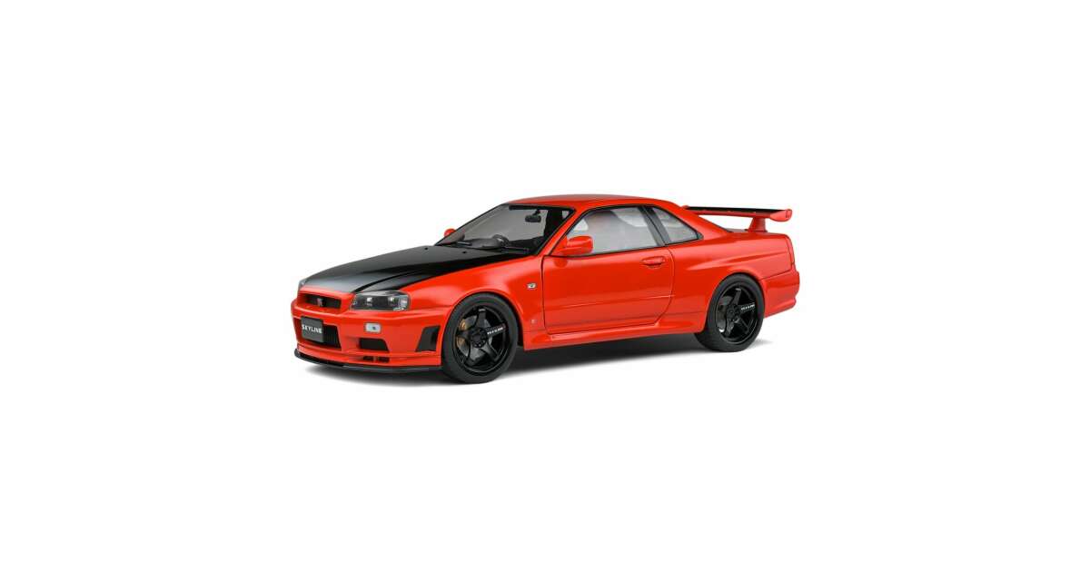 Nissan Skyline (R34)GT-R piros 1999 modell autó 1:18 | Pepita.hu