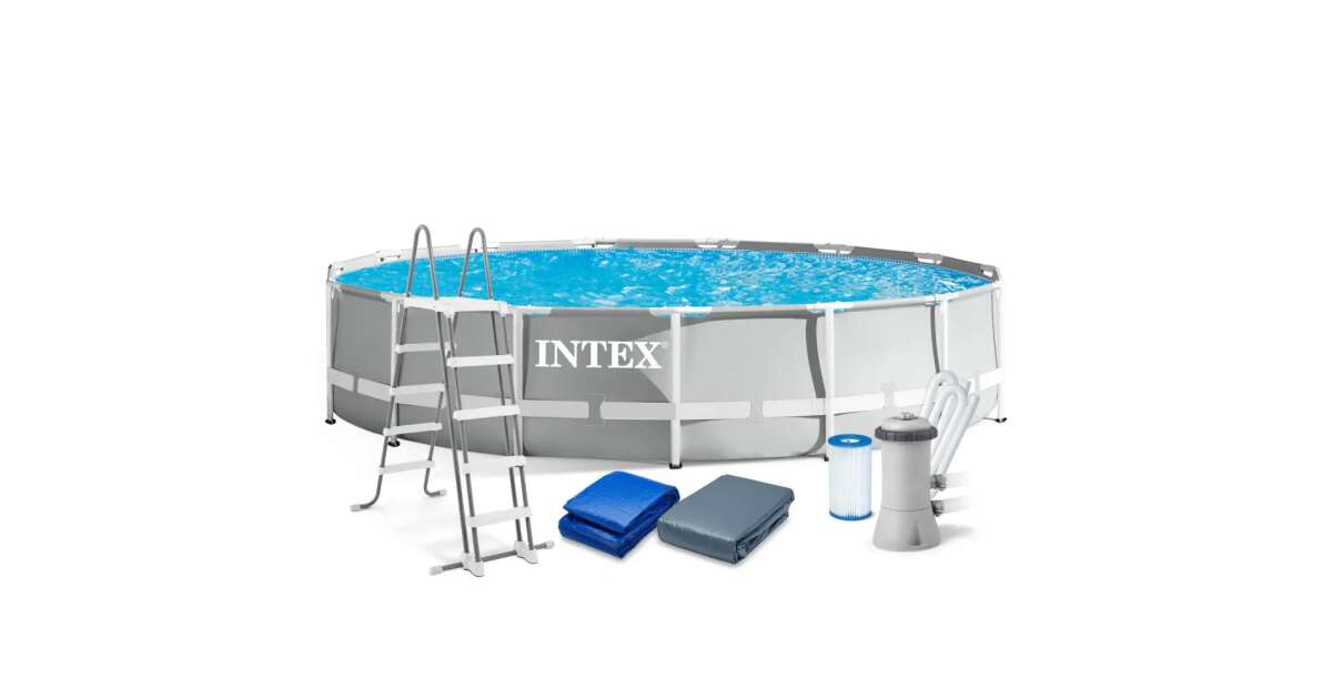 Piscina cadru metalic Intex Prism Frame, 457x107cm, 14.600 litri, cu ...