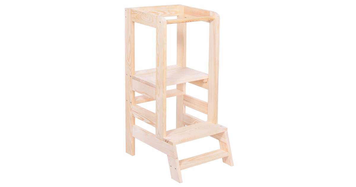 Tanuló torony multifunkcionális fa konyhai eszköz, állítható, natúr ...