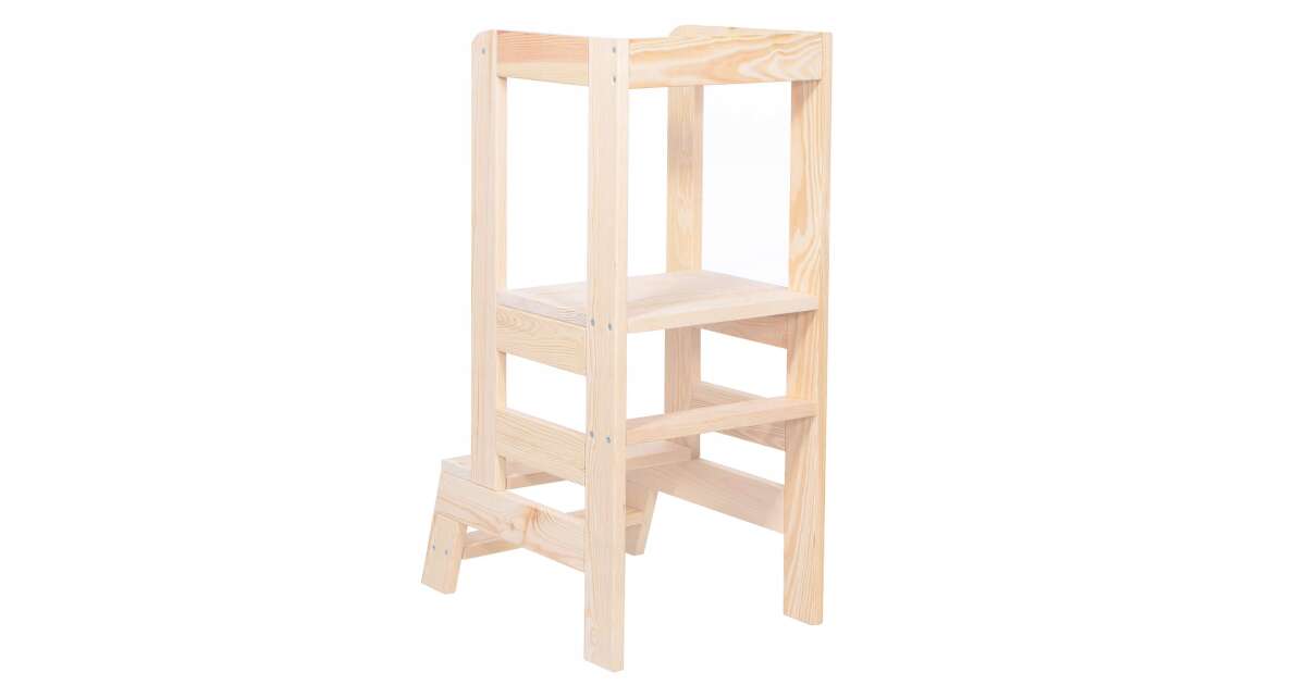 Tanuló torony multifunkcionális fa konyhai eszköz, állítható, natúr ...