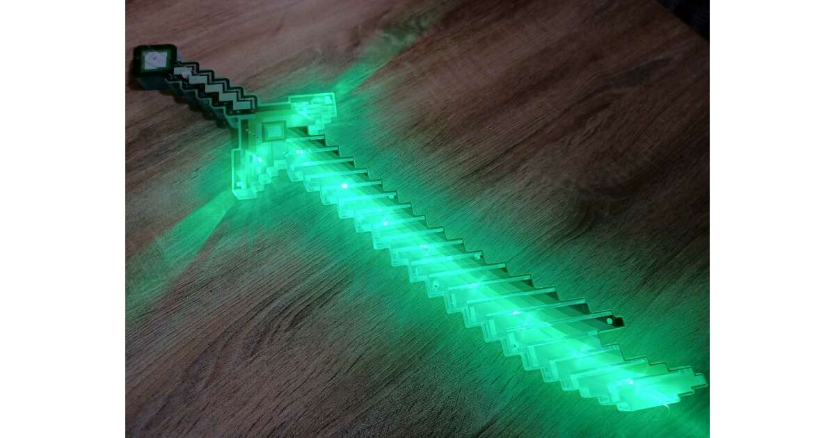 SMARAGDZÖLD Minecraft inspirálta kard műanyag Mozgás Érzékelős és Hang ...