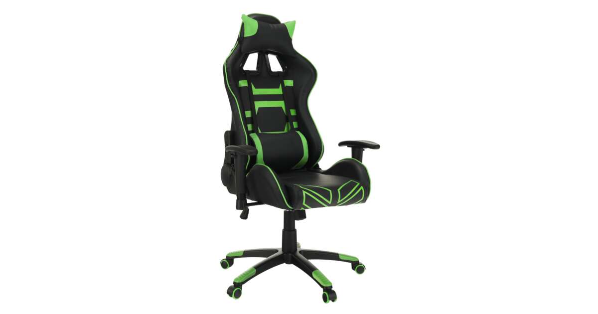 Irodai/gamer fotel, fekete/zöld, BILGI | Pepita.hu