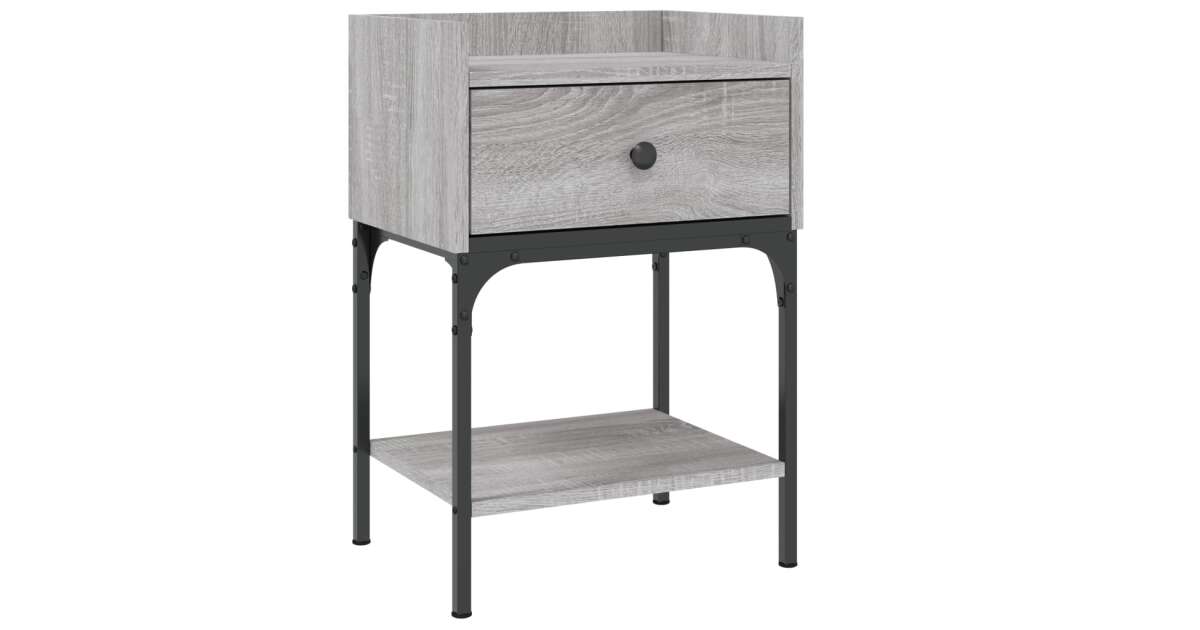 Szürke sonoma színű szerelt fa éjjeliszekrény 40,5 x 31 x 60 cm | Pepita.hu