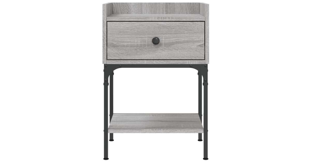 Szürke sonoma színű szerelt fa éjjeliszekrény 40,5 x 31 x 60 cm | Pepita.hu