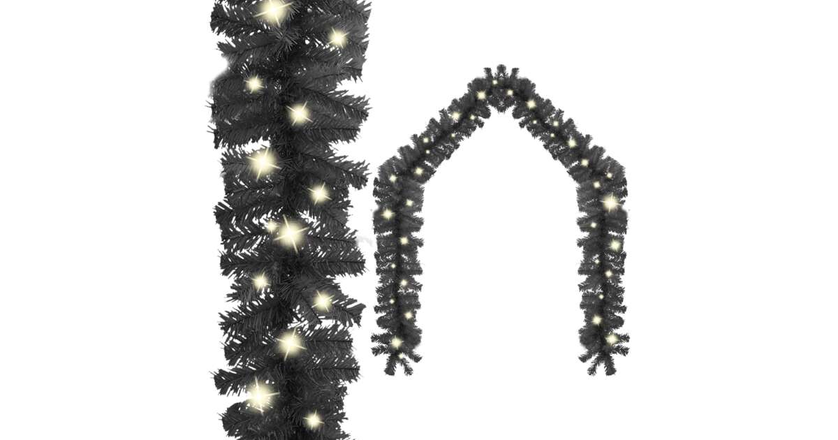 Fekete karácsonyi füzér led-ekkel 5 m | Pepita.hu