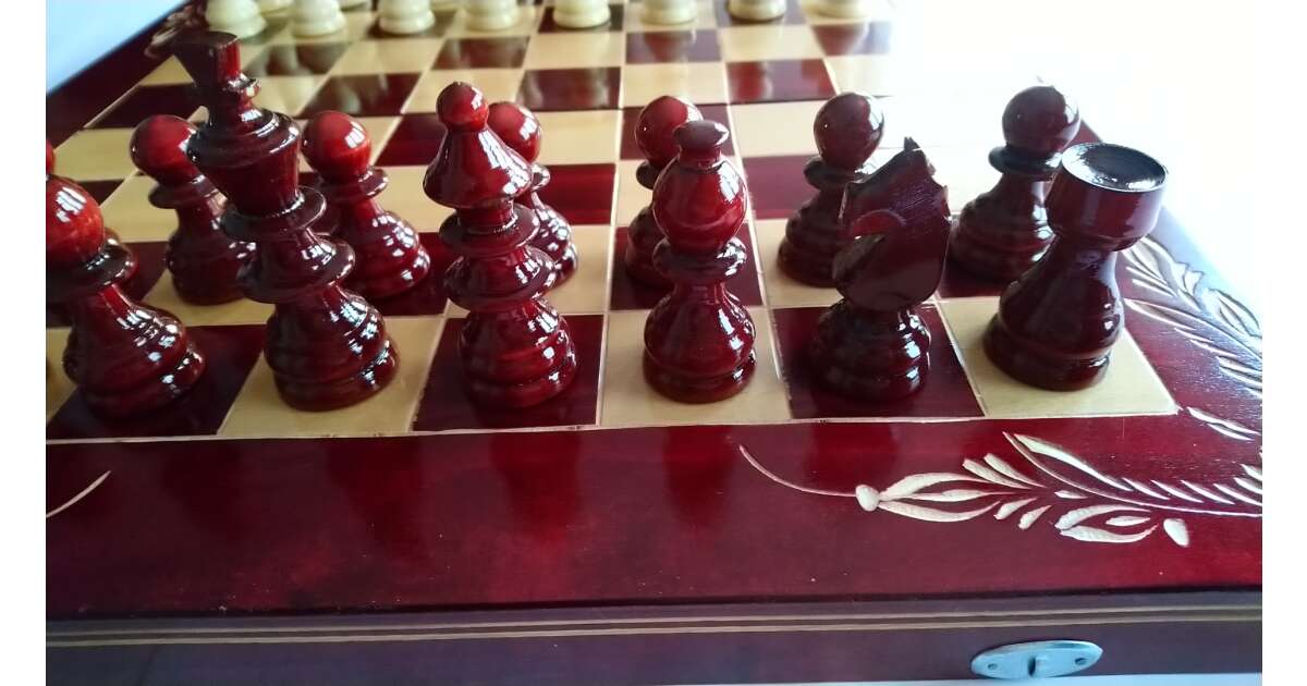 Nagy fa sakk készlet 50x50 cm sakk tábla doboz klaszikus sakkfigura ...