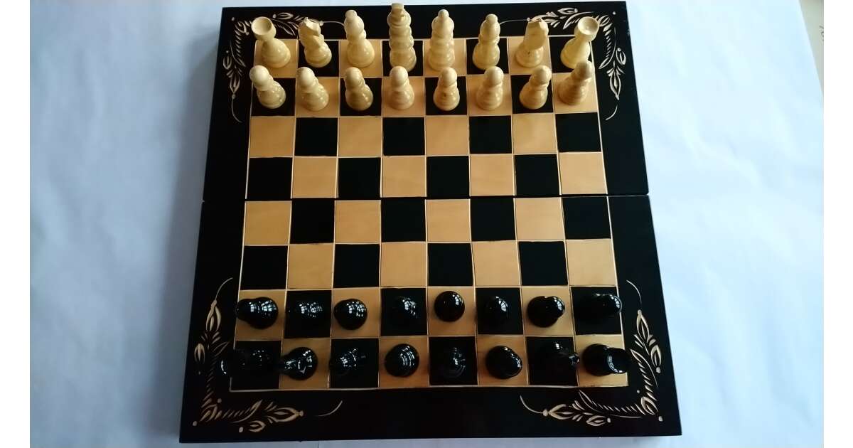 Nagy fa sakk készlet 50x50 cm sakk tábla doboz klaszikus sakkfigura ...