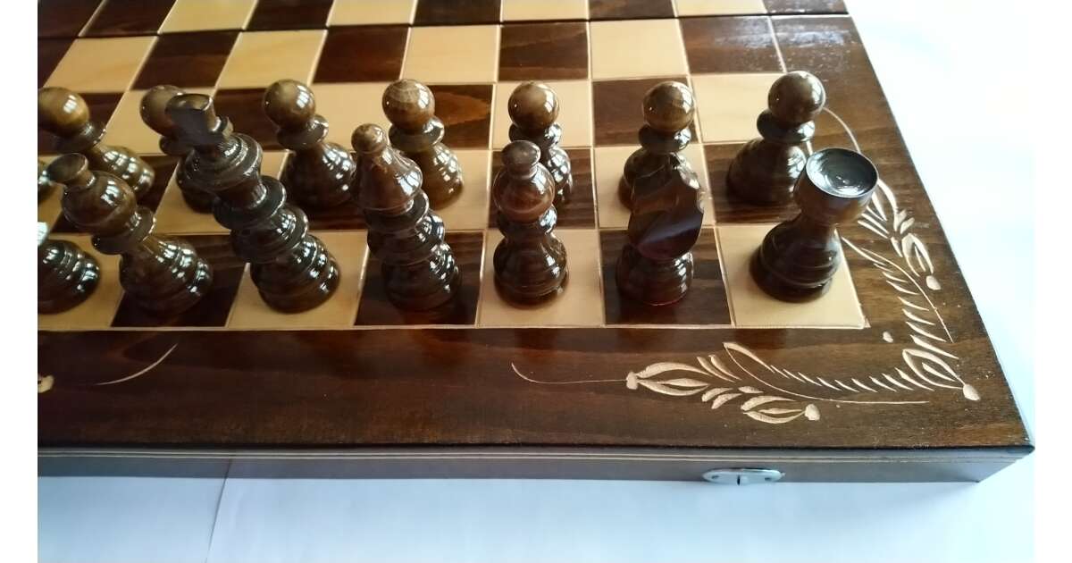 Nagy fa sakk készlet 50x50 cm sakk tábla doboz klaszikus sakkfigura ...