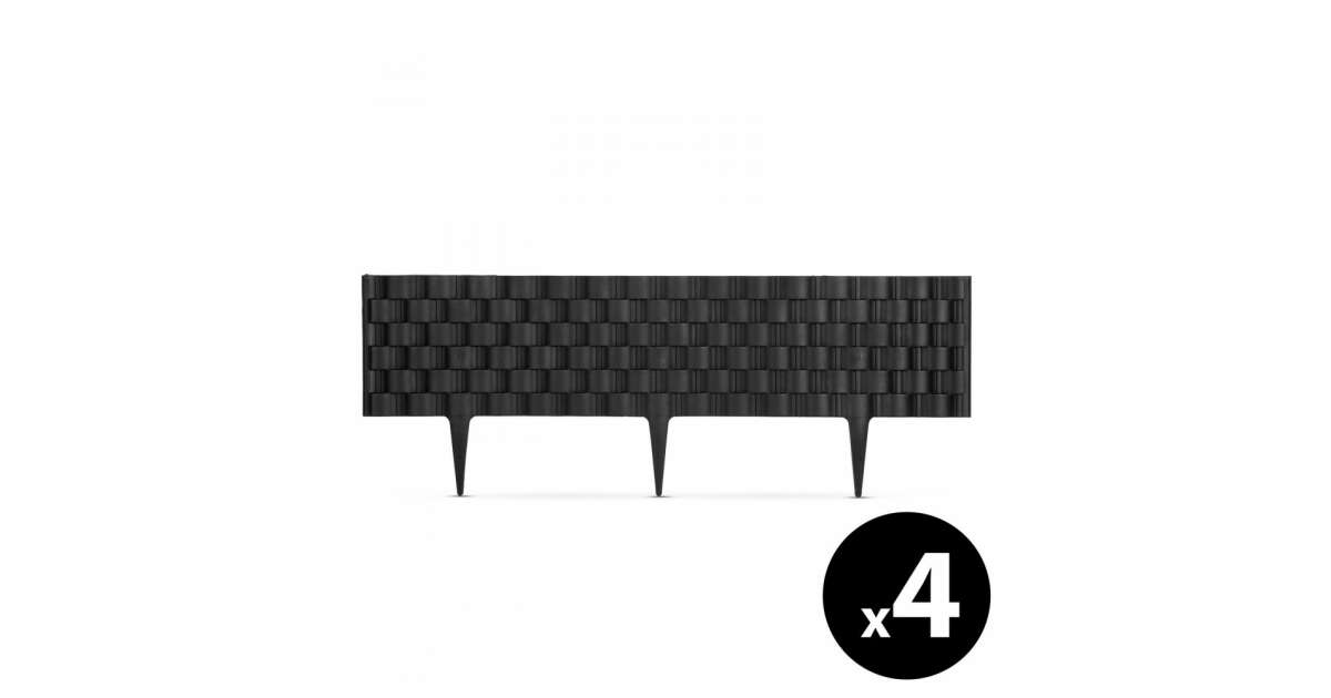 Virágágyás szegély / kerítés 60 x 22 cm - fekete - 4 db / csomag ...