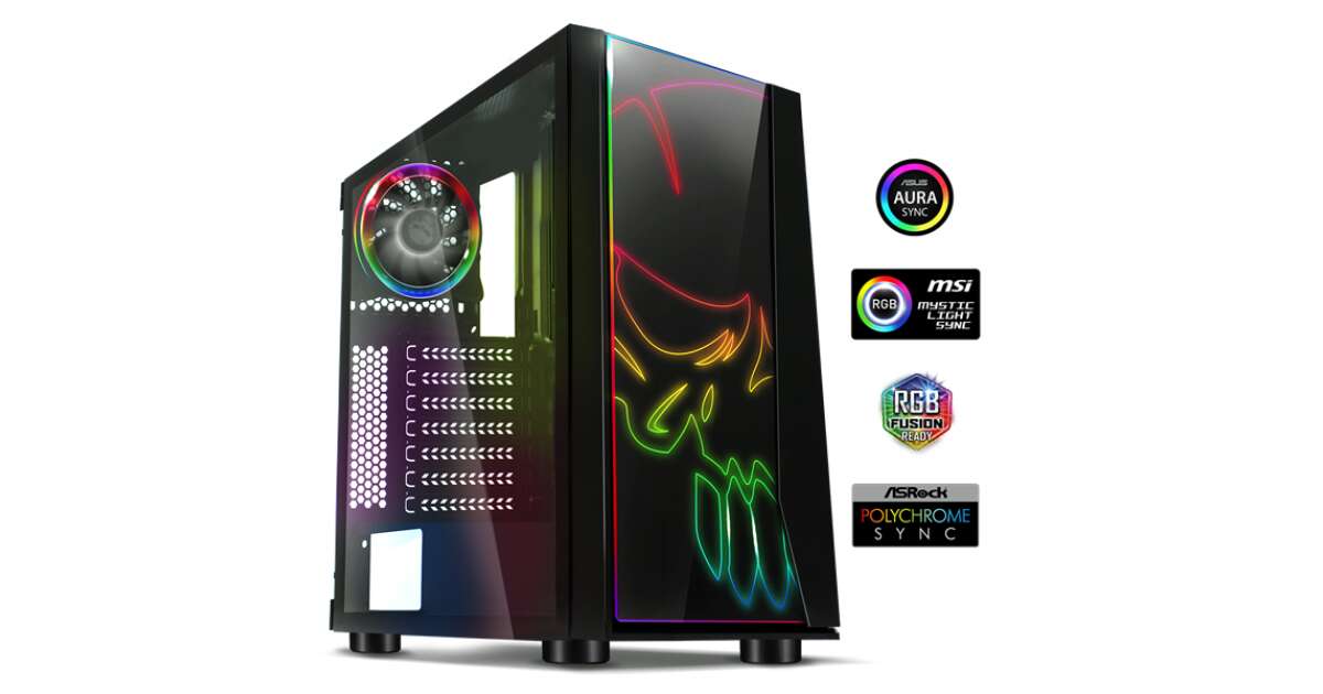 Spirit of Gamer Computergehäuse - GHOST ONE RGB (schwarz, mit Fenster ...