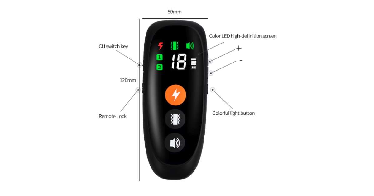 Zgarda electrica de dresaj pentru caini AOVO cu display LCD, reglabila, rezistenta la apa si ...