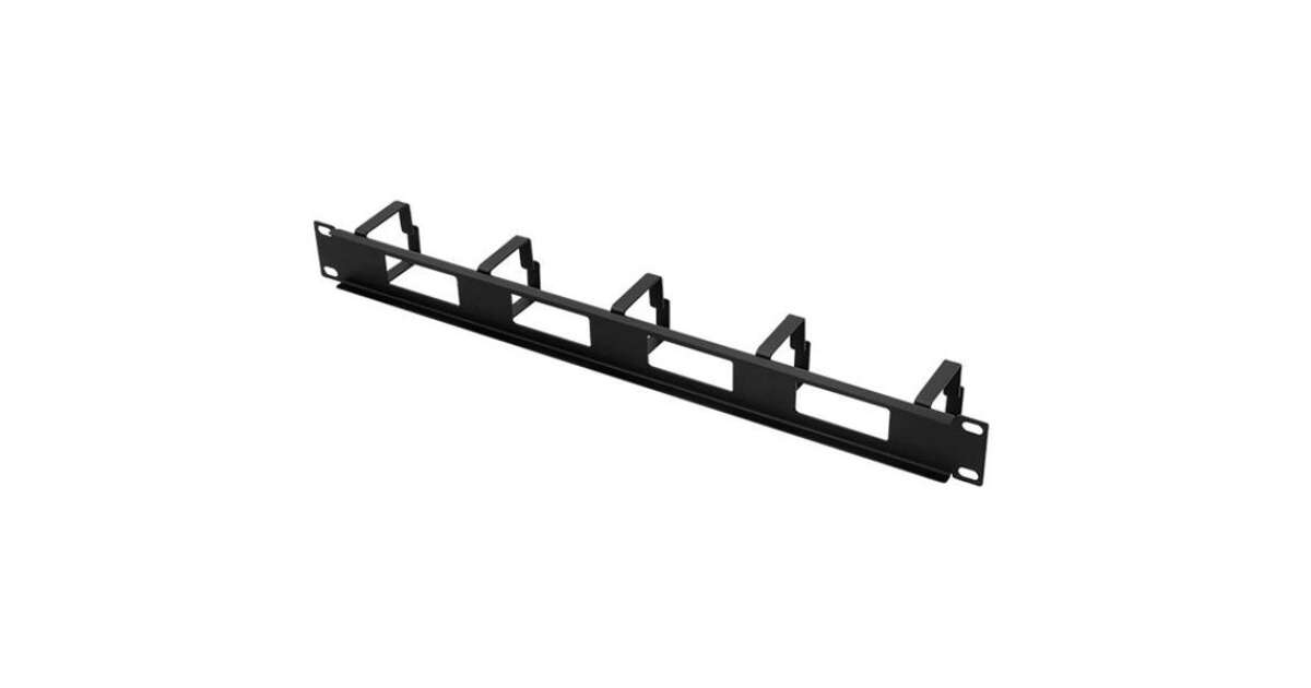 RACK 19 1U Metal Cable Organizer, Black, with 5 Holders and Pass ...