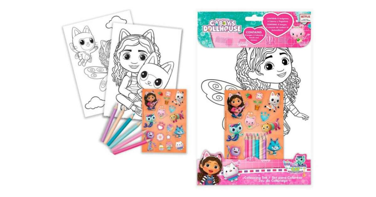 Set de colorat + autocolante pentru casa de păpuși a lui Gabi | Pepita.com