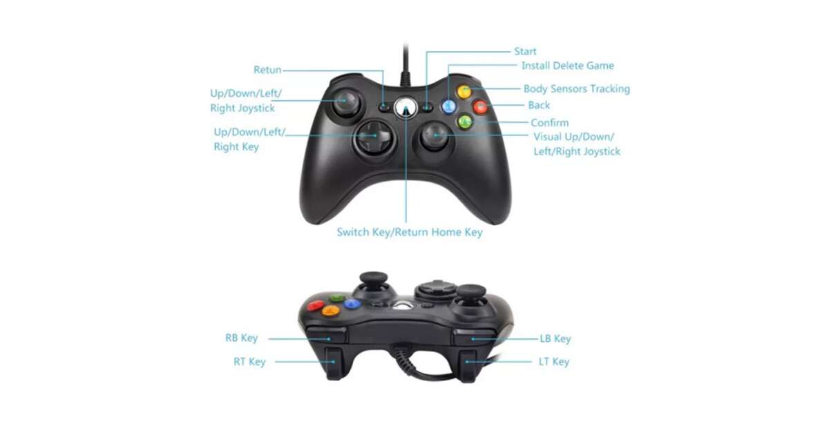 Usb Gamepad Pcxbox360 Kompatibilis Gaming Kontroller Vezetékes Fekete Pepitahu 