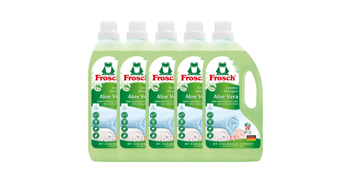 Frosch Aloe Vera Flüssigwaschmittel 5x1,5L - 110 Waschgänge | Pepita.com
