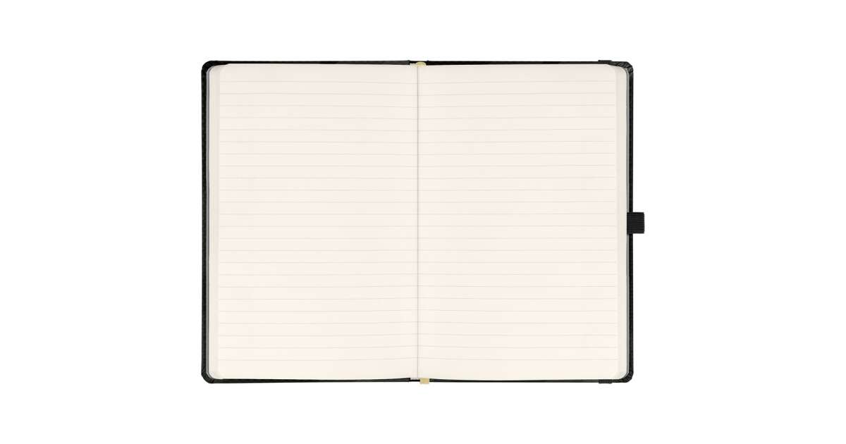 Hardboard notebook with lined cream coloured pages with rubber band ...