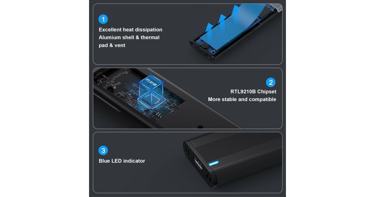 Külső M.2 SSD merevlemez ház, M.2 PCIe NVMe SSD-hez dokkoló funkcióval ...