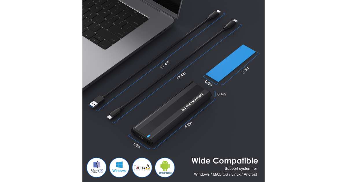 Külső M.2 SSD merevlemez ház, M.2 PCIe NVMe SSD-hez dokkoló funkcióval ...