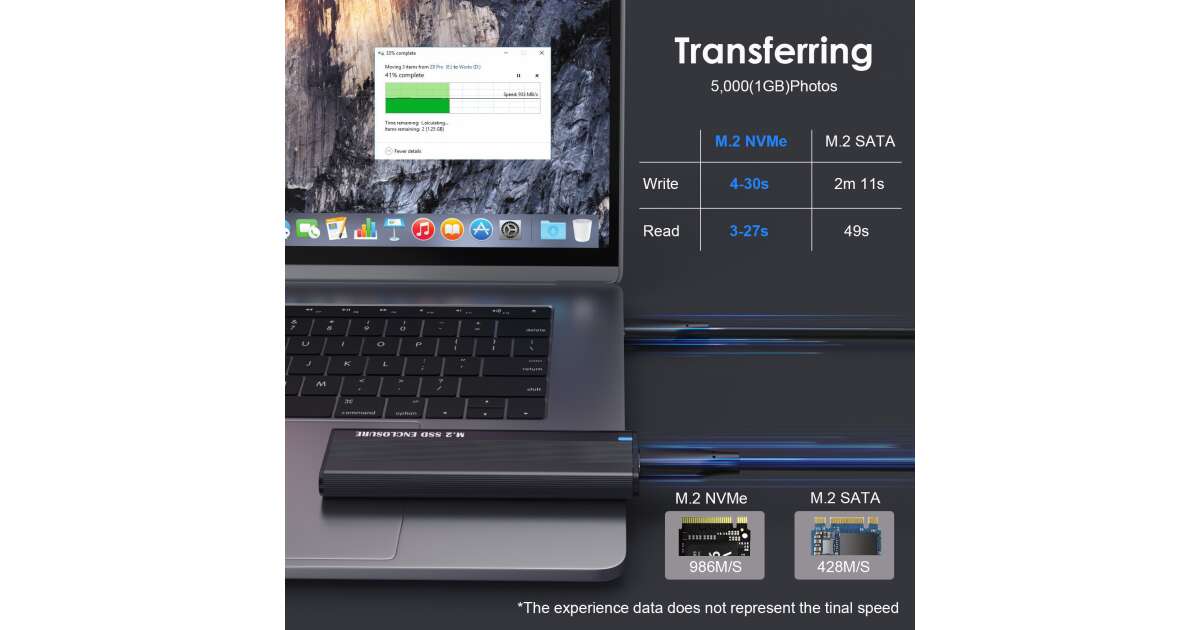 Külső M.2 SSD merevlemez ház, M.2 PCIe NVMe SSD-hez dokkoló funkcióval ...