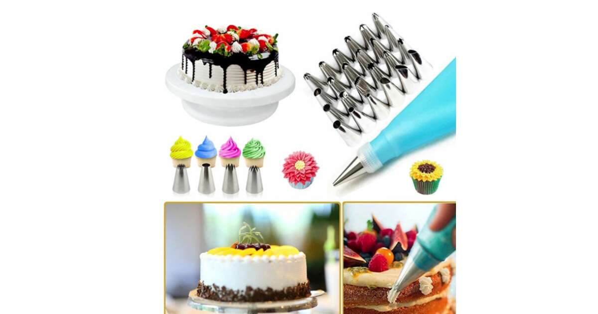 Set pos de cofetarie pentru ornat prajituri sau torturi, cu 6 capete ...