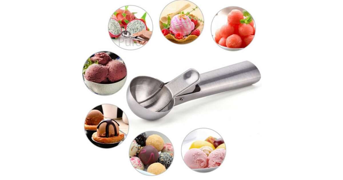 Scoop Pufo alumínium fagylalt gombóc, kioldógombbal, 18 cm | Pepita.hu