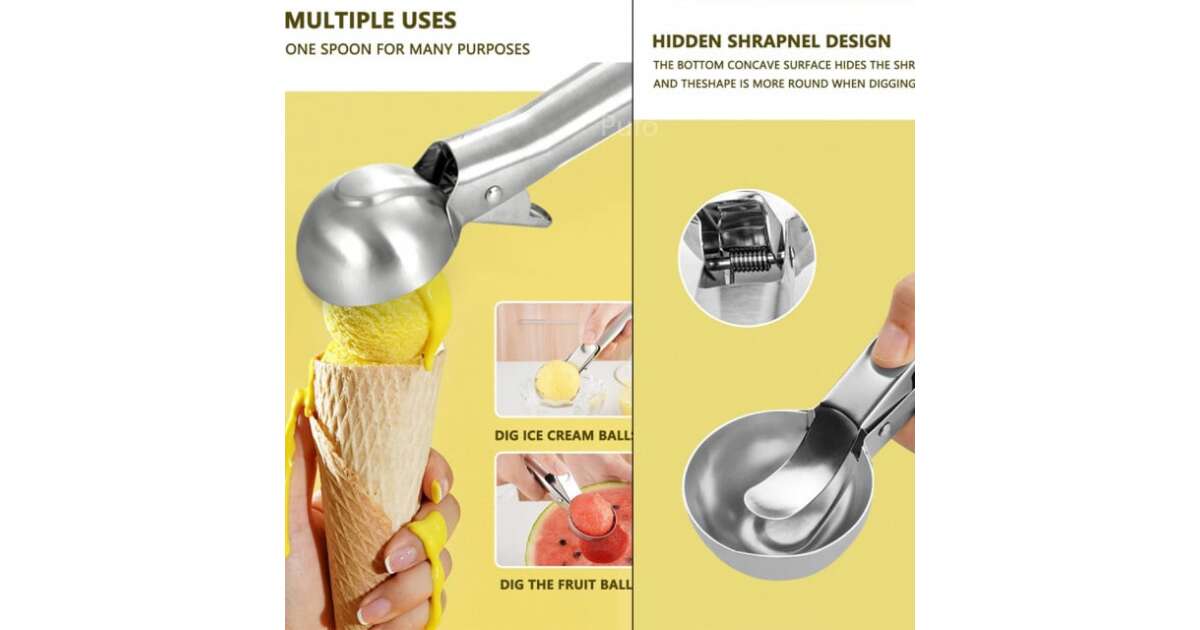 Scoop Pufo alumínium fagylalt gombóc, kioldógombbal, 18 cm | Pepita.hu