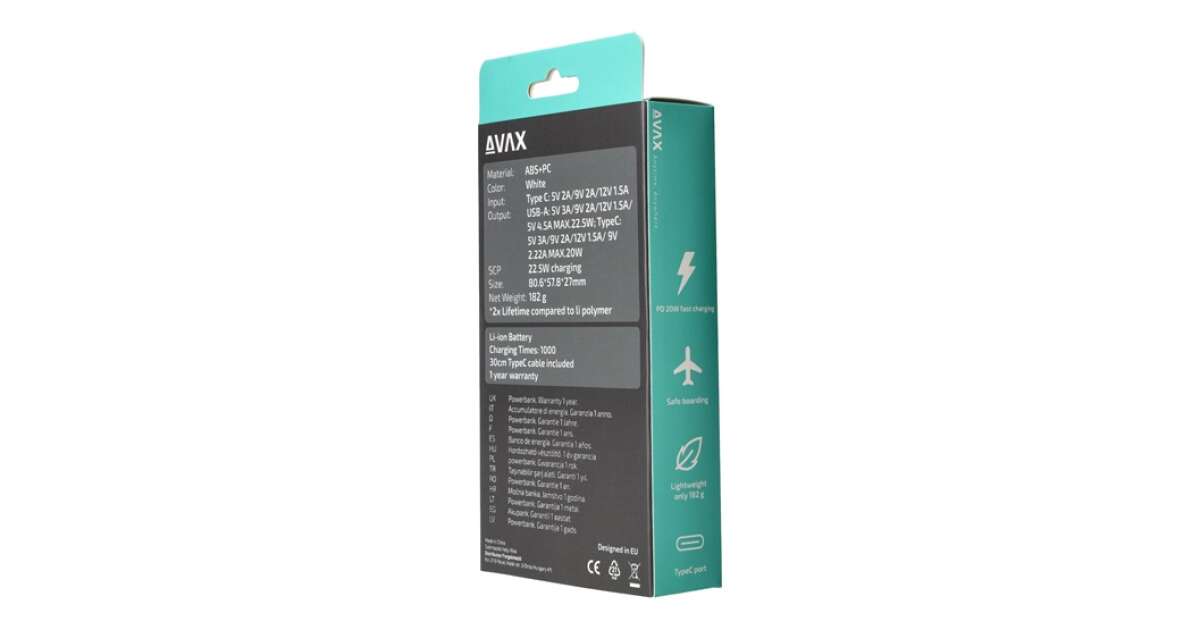 Avax Pb105w Mini Pd Type C 20w Gyorstöltő Powerbank 10 000mah Fehér Pepita Hu