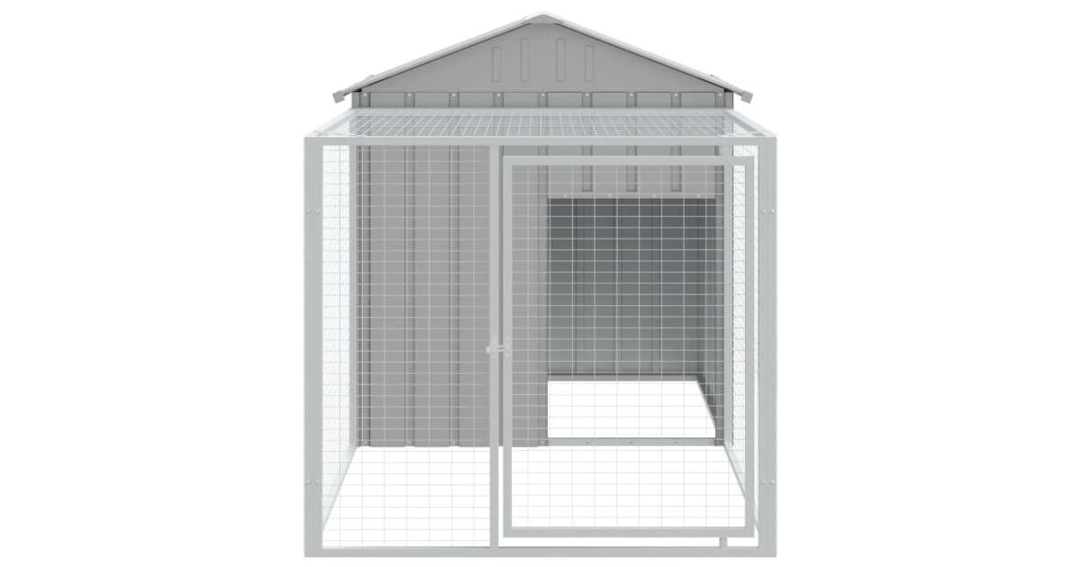 vidaXL Coteț pui cu incintă gri deschis 117x201x123 cm oțel galvanizat ...