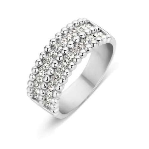 Victoria Silberfarbener Ring mit weißem Stein | Pepita.com