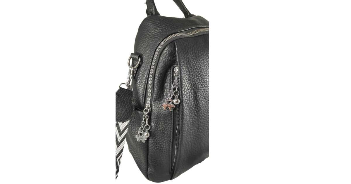 Divatos Fekete Műbőr Multifunkciós Táska - Hátizsák és Váll táska ...