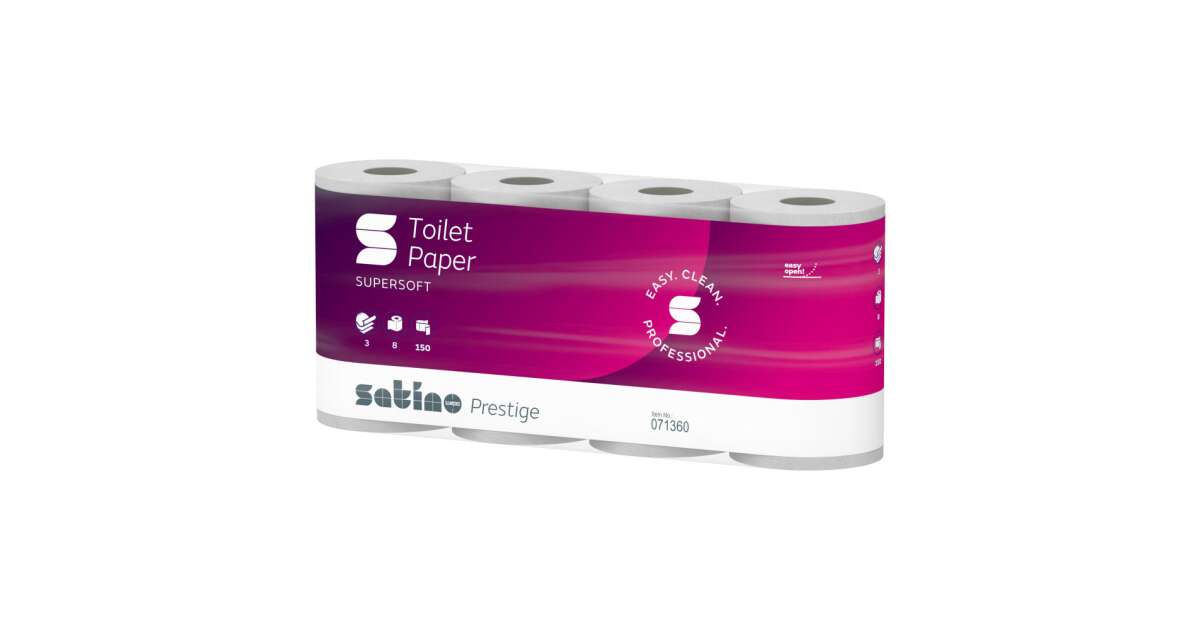 Satino Wepa Prestige toalettpapír 3 rétegű, fehér, 150 lap, 8 tek/csg 8 csomag/zsák | Pepita.hu