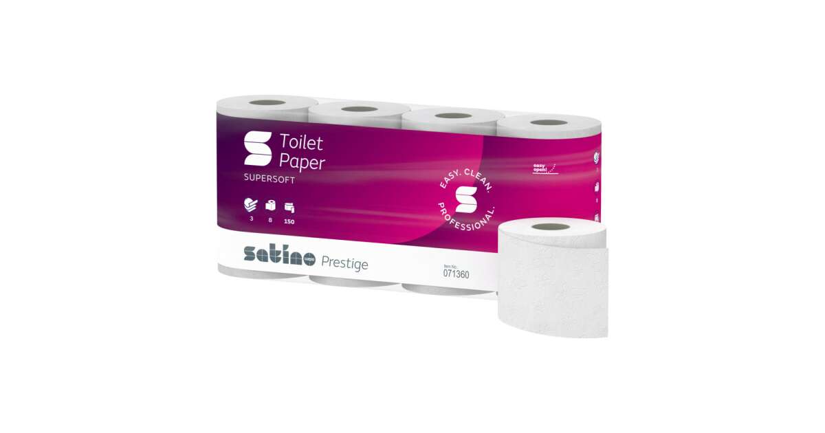 Satino Wepa Prestige toalettpapír 3 rétegű, fehér, 150 lap, 8 tek/csg 8 csomag/zsák | Pepita.hu