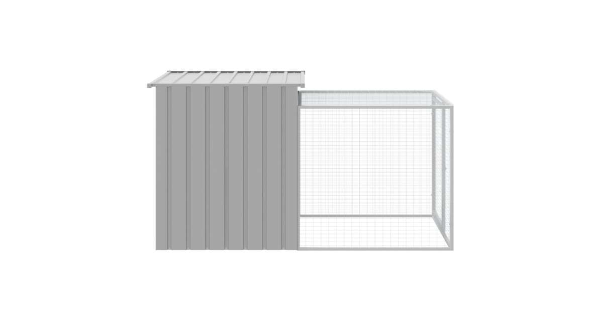vidaXL Coteț pui cu incintă gri deschis 110x201x110 cm oțel galvanizat ...
