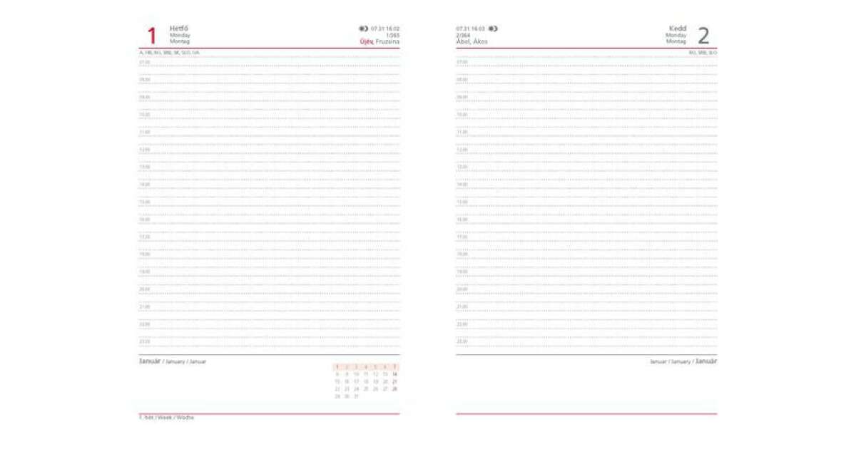Naptár, tervező, A5, napi, VICTORIA OFFICE "Chrono", fekete (2024 évi ...