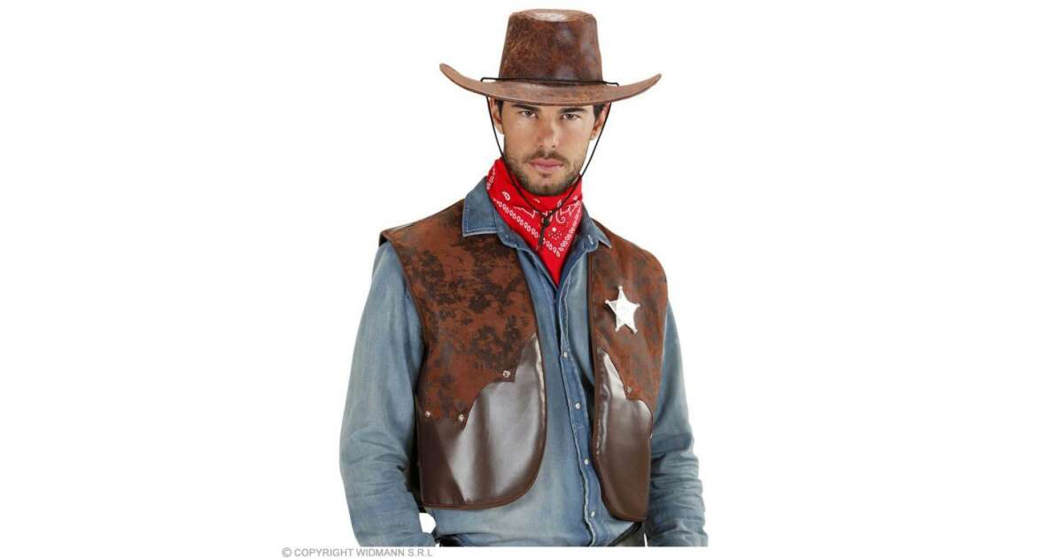 Cowboy mellény bőr hatású férfi jelmez M/L-es méretben | Pepita.com