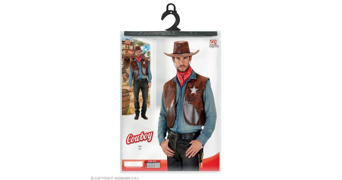 Cowboy mellény bőr hatású férfi jelmez M/L-es méretben | Pepita.com