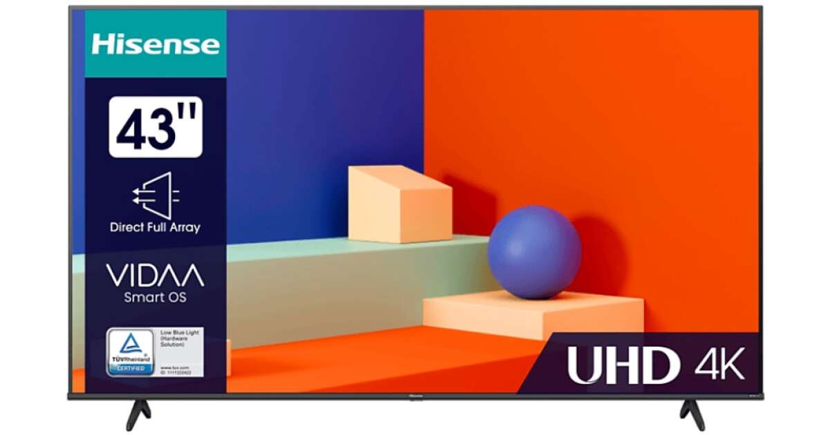 Hisense 43A6K 4K UHD VIDAA Smart LED Televízió, 109 cm, Dolby Vision ...