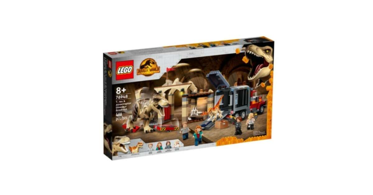 LEGO Jurassic World 76948 - T-Rex és Atrociraptor dinoszaurusz szökése ...