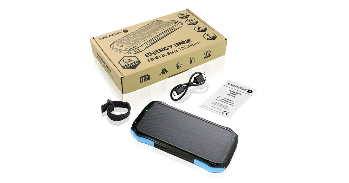 EverActive Napelemes Power Bank 12000mAh | Pepita.hu