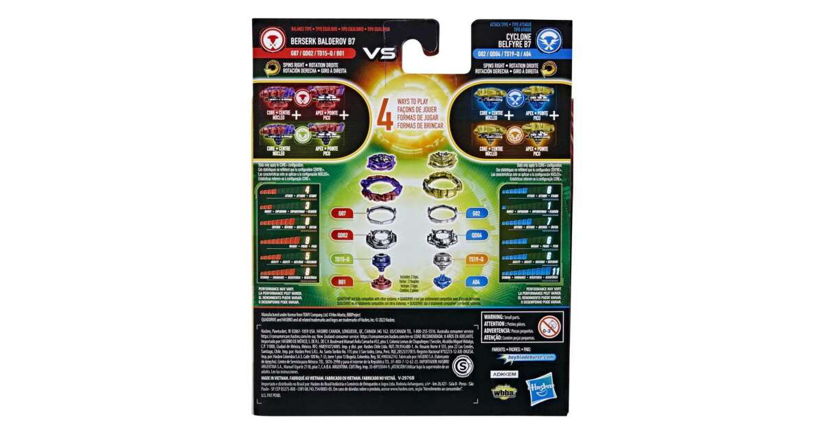Hasbro Beyblade Burst QuadDrive Cyclone Belfyre F7 és Berserk Balderov ...