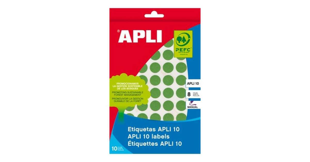APLI 16 mm round, hand-writable label, green 432 pieces (LCA2741 ...