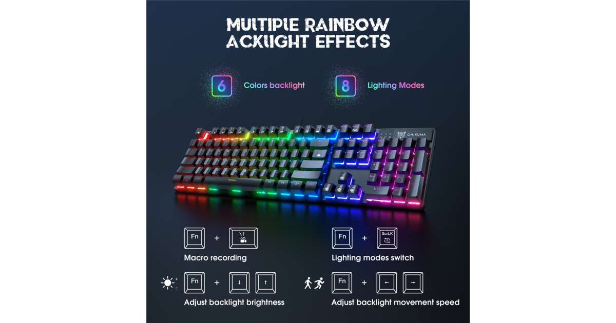 Onikuma G27 Gaming Billentyűzet, Fekete | Pepita.hu